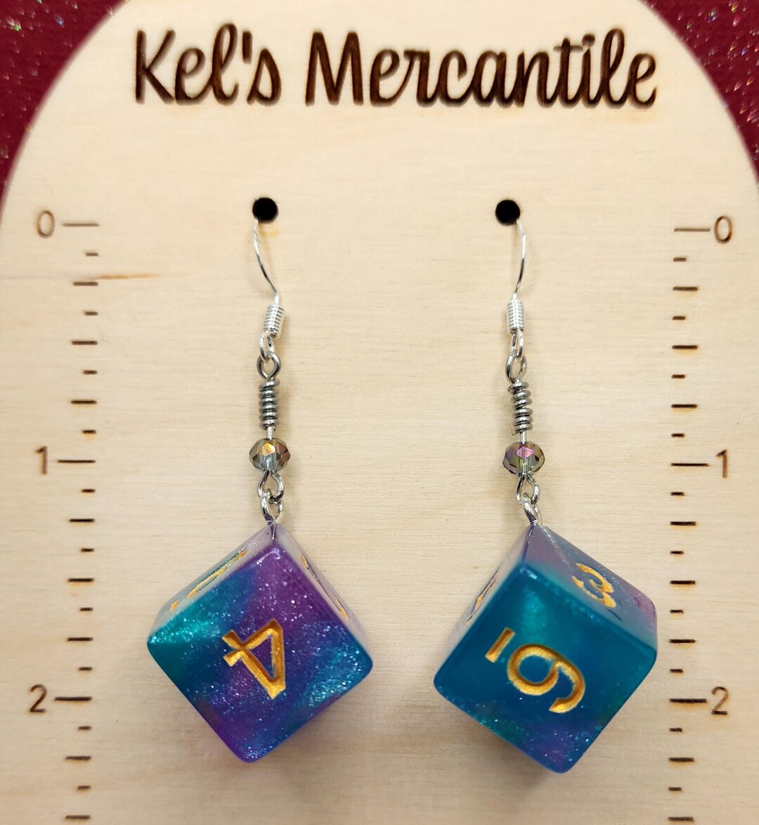 Iridescent Polyhedral Dungeons and Dragons RPG Dice Dangle Earrings ...