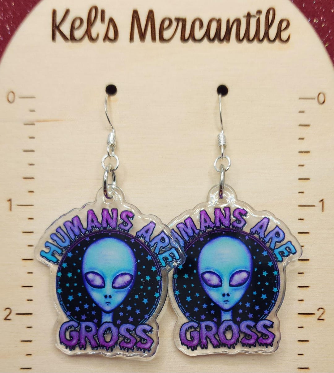 Acrylic Humans Are Gross Alien Extra Terrestrial UFO Dangle Earrings - Etsy