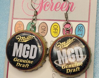 Red vintage Style Bottle Cap Dangle Earrings - Etsy