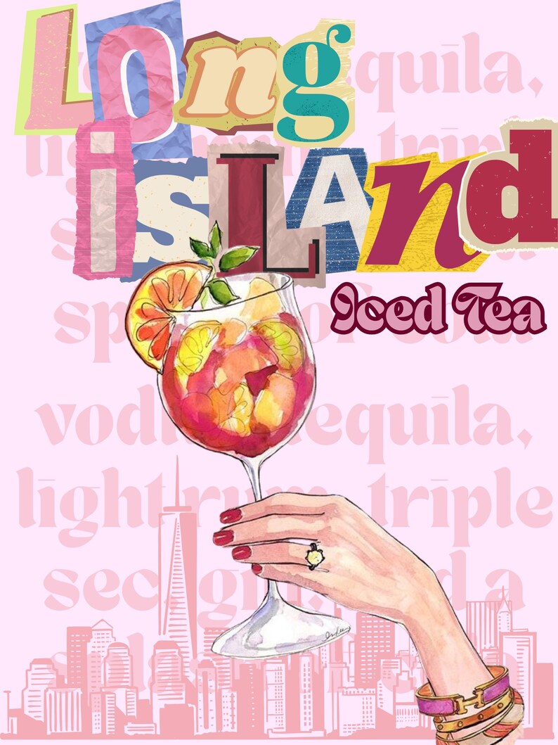 Long Island Iced Tea Bar Cart Printable PNG Poster - Etsy