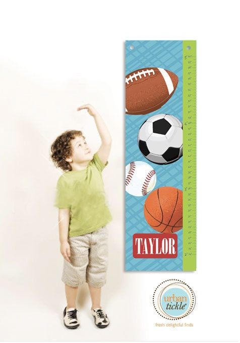 Sports Growth Chart for Children Sports Balls13 | Etsy