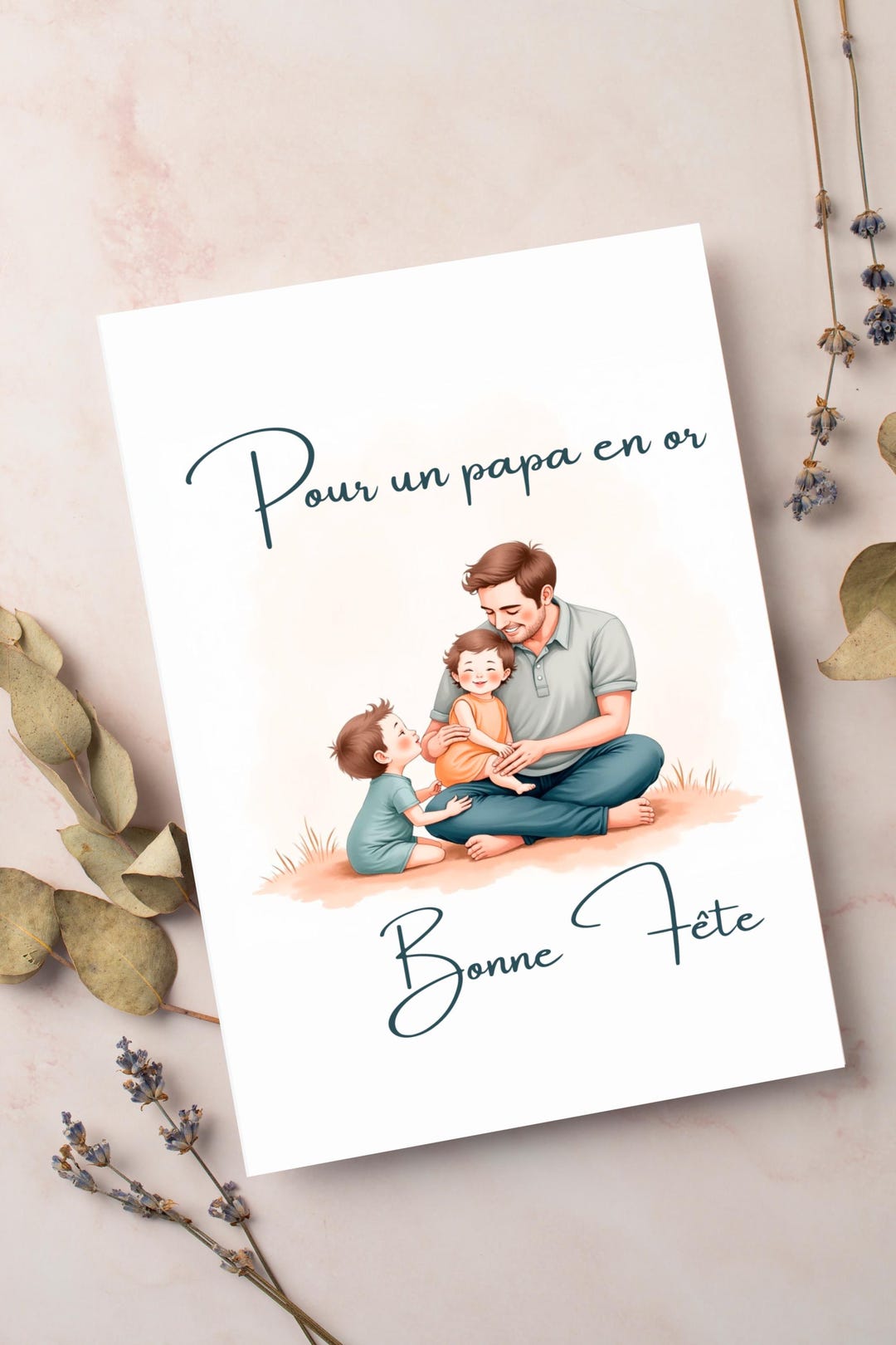 Printable Father's Day Card - Dad and Kids - for a Golden Dad - Digital ...