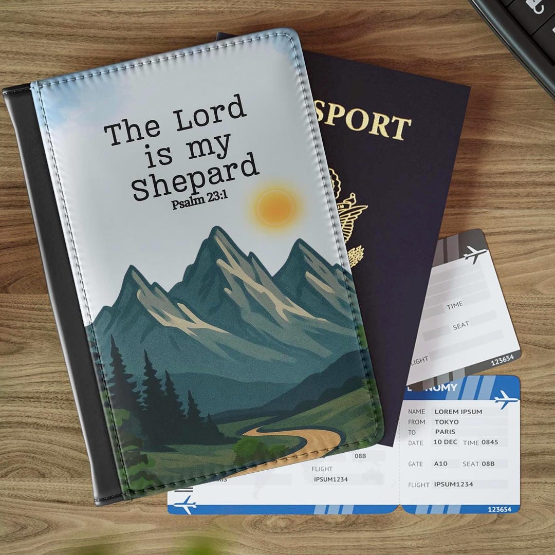 Christian Passport Cover: Psalm 23 Faux Leather, RFID Blocking, Bible ...