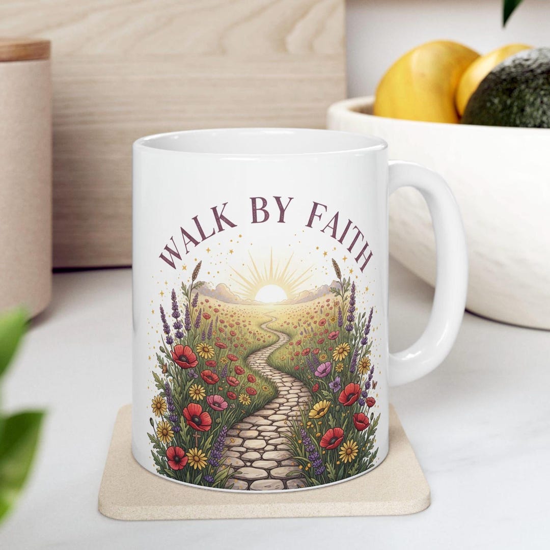 Walk by Faith Coffee Mug | 2 Cor 5:7 Bible Verse Ceramic Cup 11oz 15oz ...