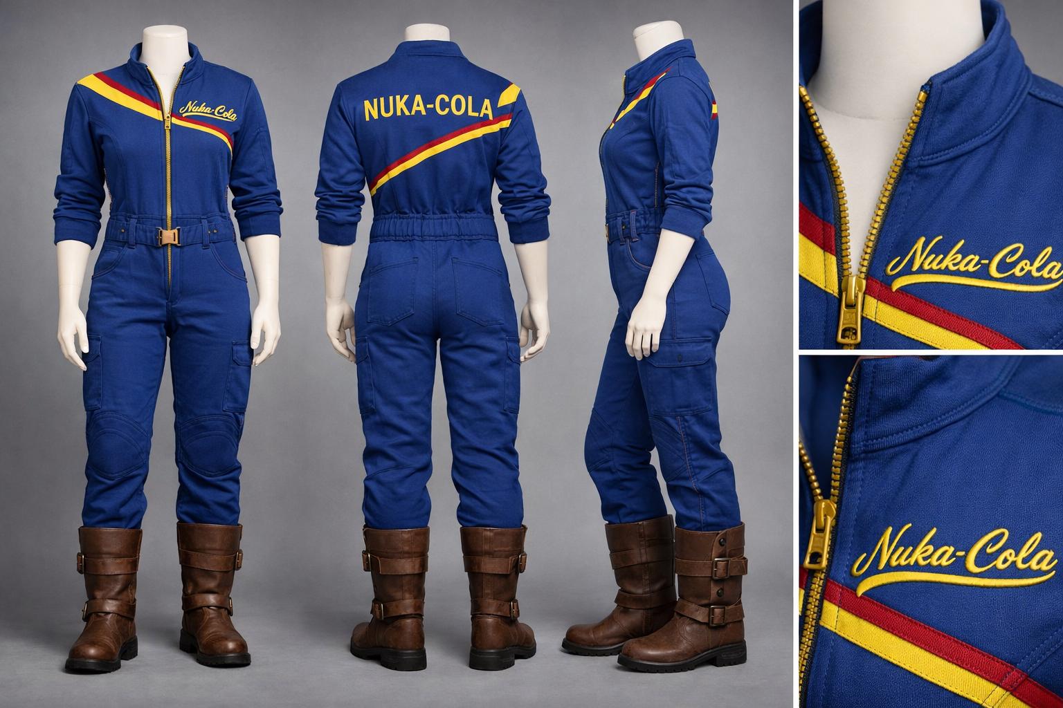 Nuka-cola Vault Jumpsuit With Boots | Fallout-inspired Blue Utility ...