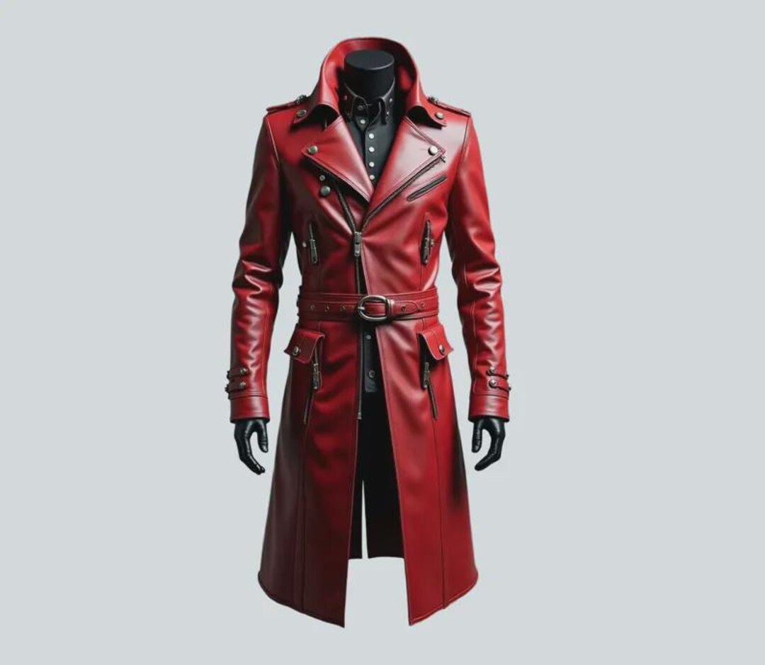 Red Leather Trench Coat: Gothic Vampire Cosplay Costume - Etsy