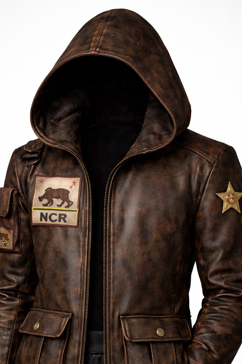 NCR Ranger Inspired Leather Trench Coat With Hood | Post-apocalyptic ...