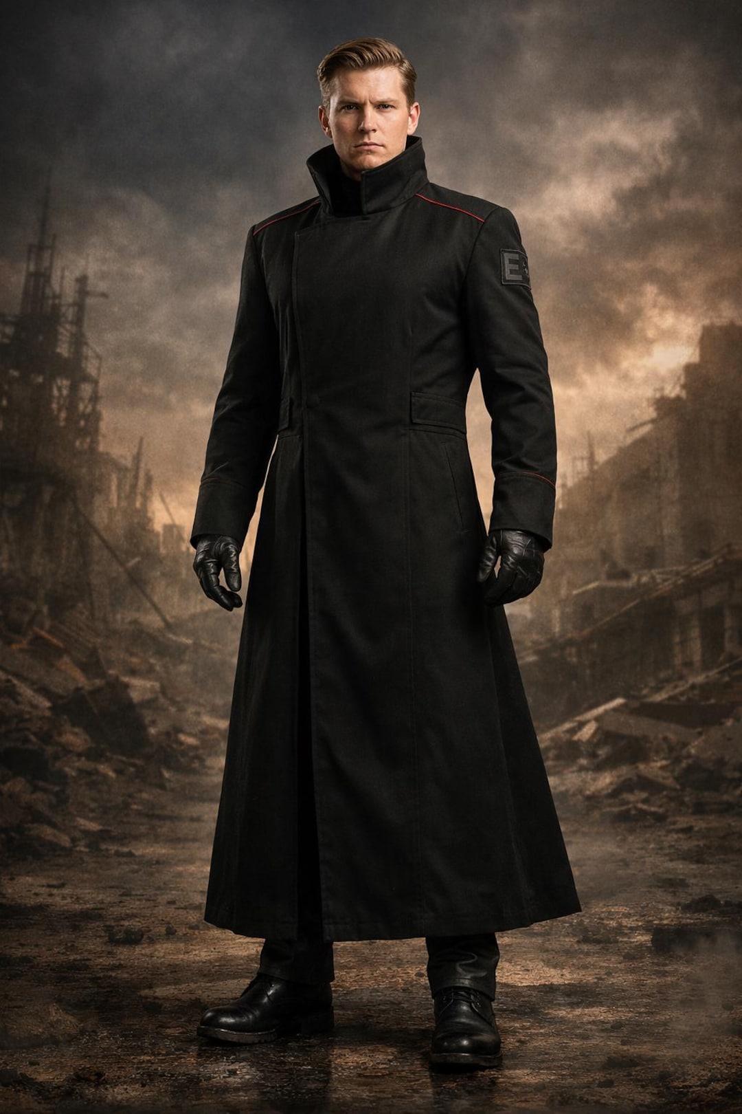 Post-apocalyptic Military Long Coat | Black Gothic Tactical Trench Coat ...