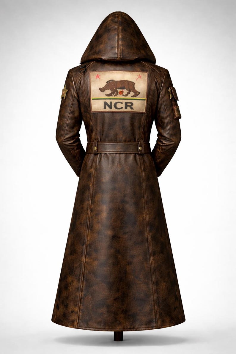 NCR Ranger Inspired Leather Trench Coat With Hood | Post-apocalyptic ...