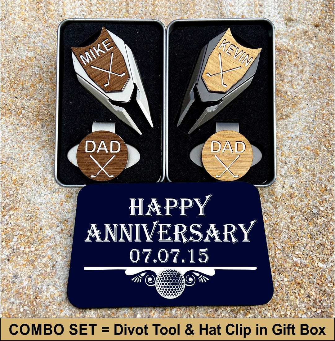 Personalized Wood Golf Ball Marker & Divot Tool Set, 5th Anniversary - Etsy