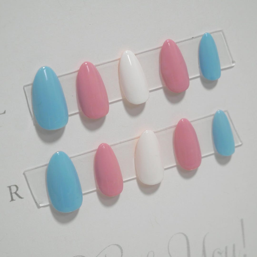 Trans Flag - Pride Collection - Hand-painted, Custom Press on Nails ...