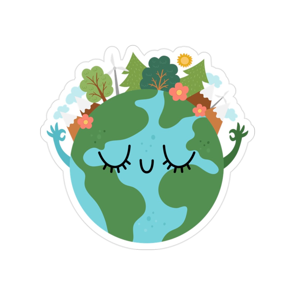 Eco-friendly Nature Earth Sticker | Die-cut Sustainable Outdoor Decor ...