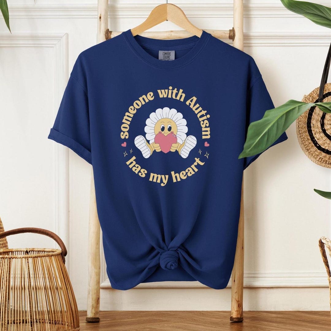 Autism Awareness Comfort Colors Shirt: Retro Smiley Heart Tee - Etsy