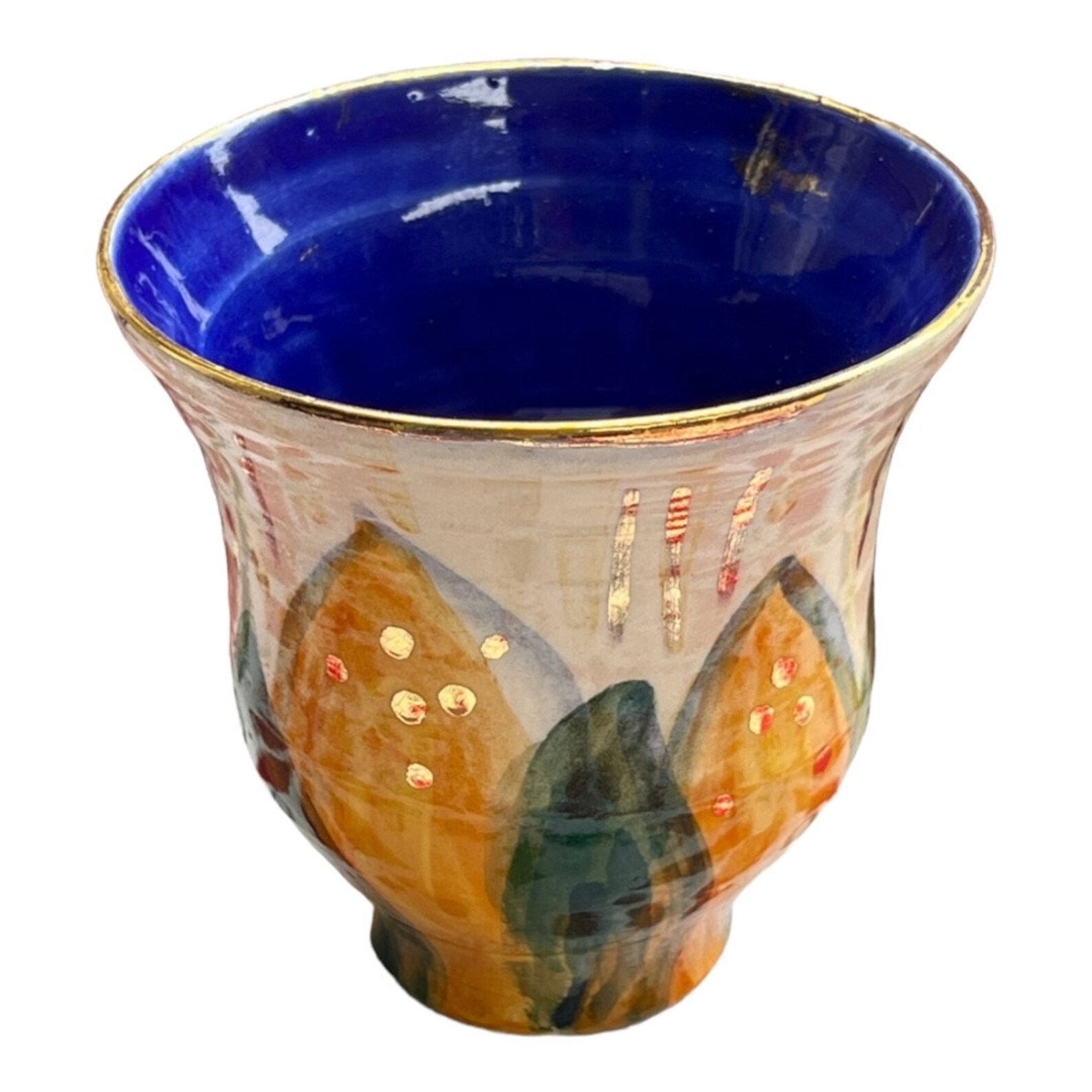 Sunflower Bud Vase With 18k Gold Accents & Blue Interior - Etsy