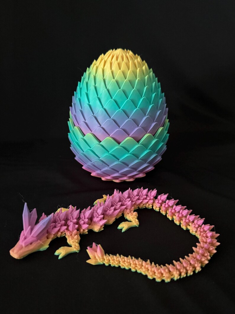 Articulated Crystal Dragon + Egg | 3D Printed Poseable Dragon Toy ...