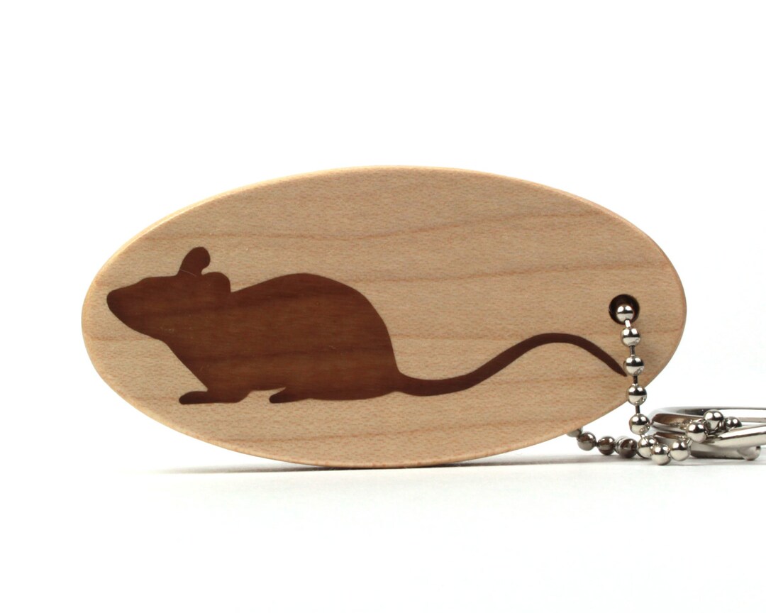 Mouse Key Chain, Wood Rodent Key Ring, Rat Key Ring, Animal Accessories ...
