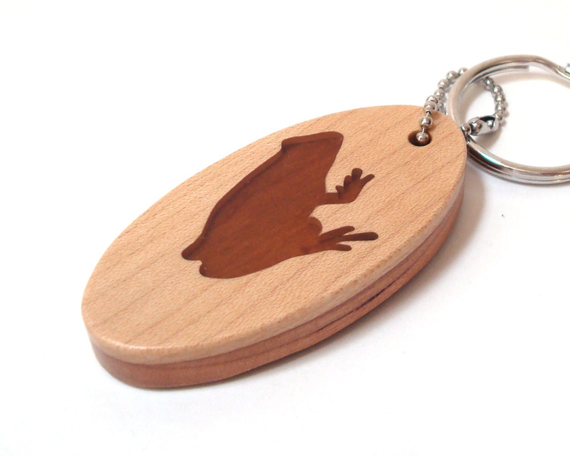 Frog Key Chain Wood Toad Key Ring Wood Animal Key Chain | Etsy