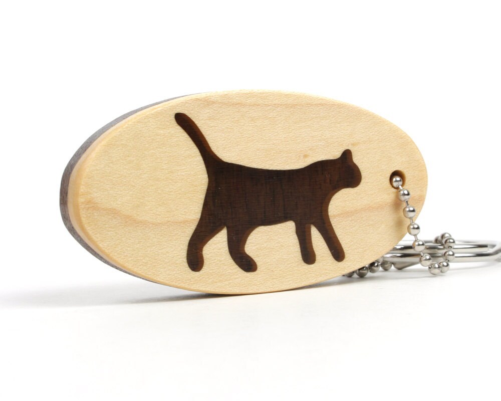 Walking Cat Key Chain Wood Cat Key Ring Scroll Saw Cat Key Fob | Etsy