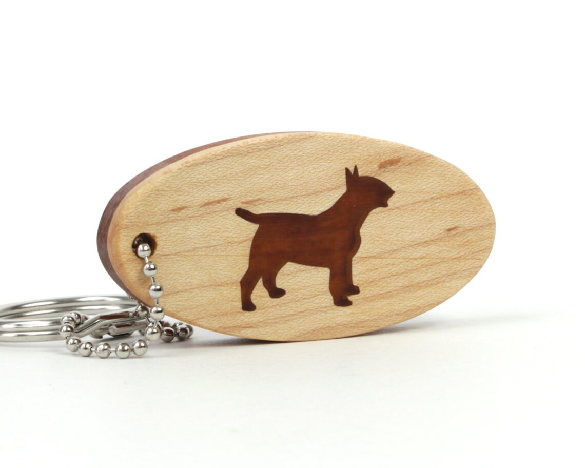 Bull Terrier Dog Key Ring Wood Dog Breed Key Chain Wooden Dog - Etsy