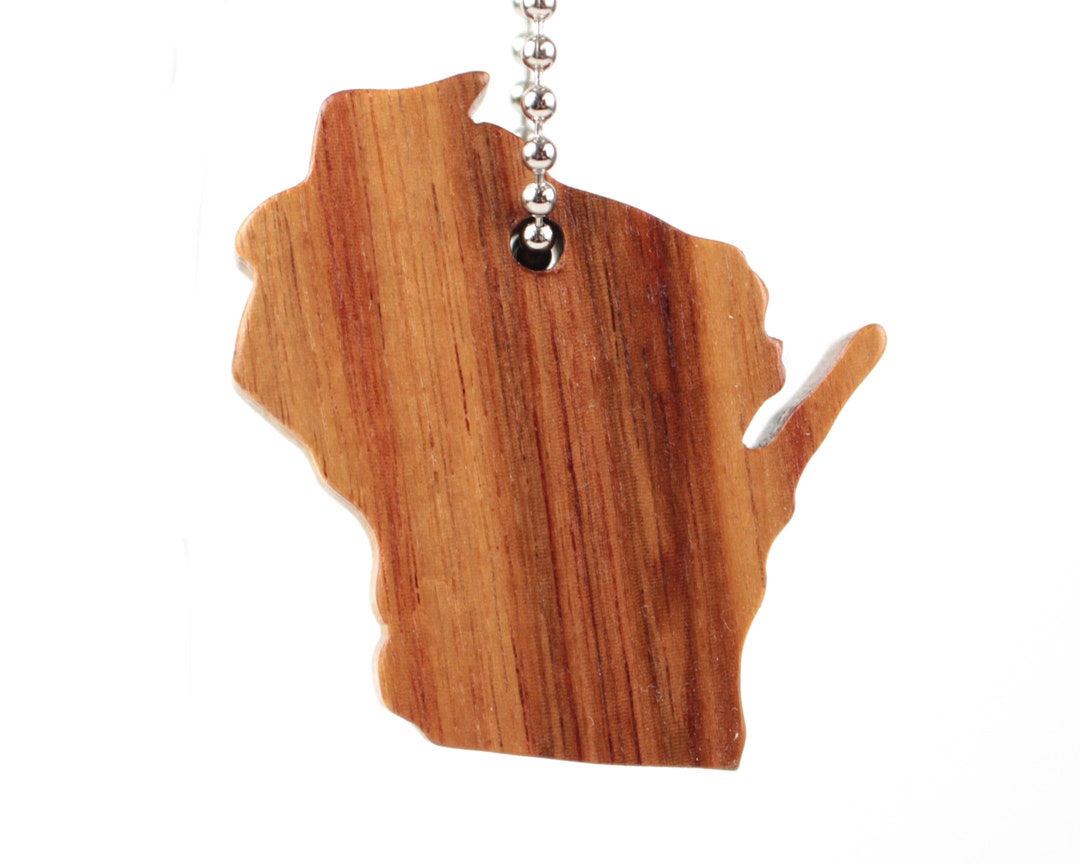 Wooden Wisconsin Key Chain, USA State Silhouette Key Fob, Canarywood - Etsy