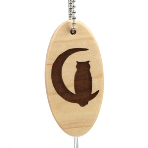 Owl and Moon Key Chain Wood Owl Key Ring Woodland Key Ring Nature Key ...