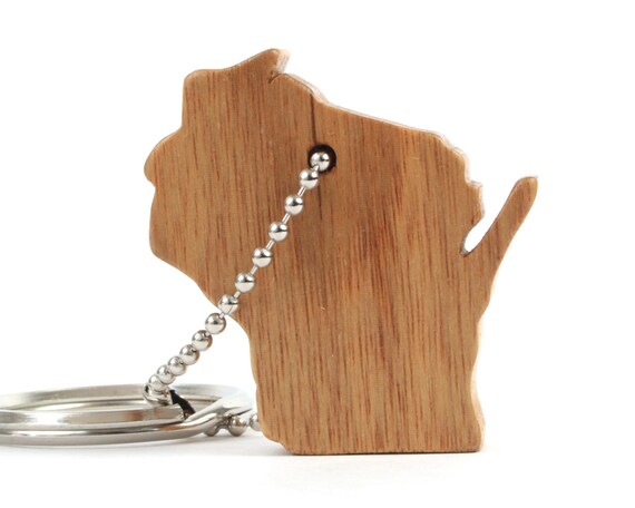 Wooden Wisconsin Key Chain USA State Silhouette Key Fob | Etsy