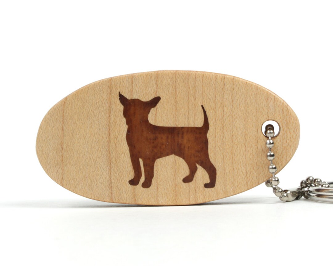 Chihuahua Key Chain Wood Dog Breed Key Fob Chihuahua Key Ring Dog ...