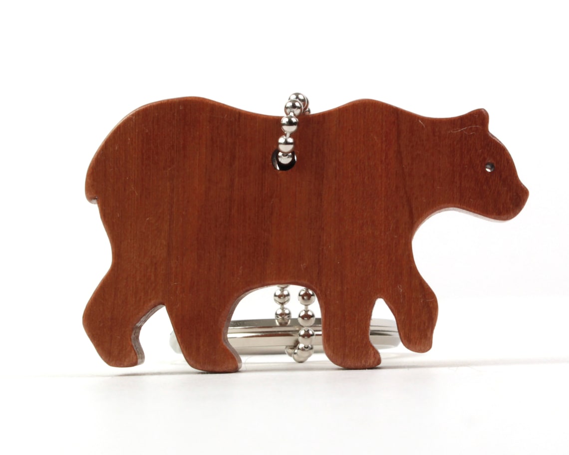 Woodland Bear Keychain Wood Scroll Saw Bear Silhouette Key | Etsy