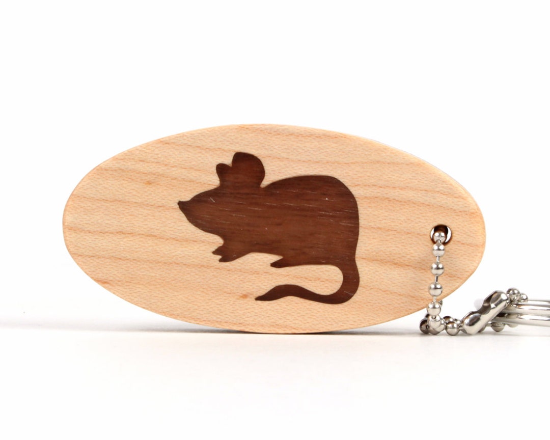 Mouse Key Chain, Wood Rodent Key Ring, Animal Accessories, Pet Key Fob ...
