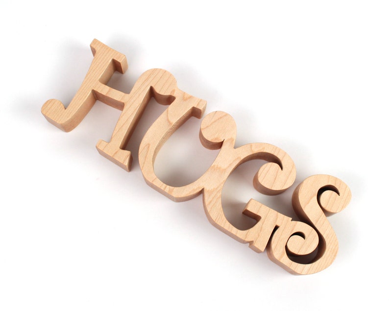 Valentine Word Art Wood Wedding Words Hugs Sign - Etsy
