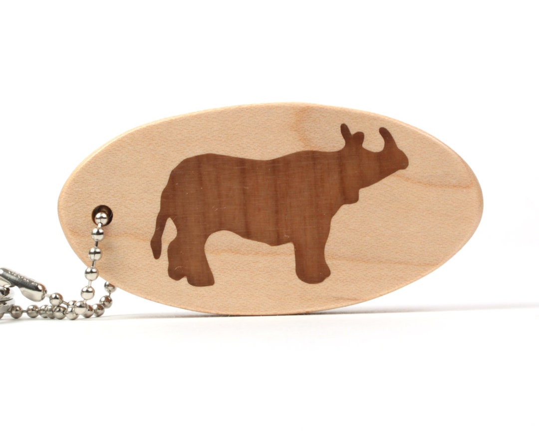 Rhinoceros Key Chain Wood Scroll Saw Wild Animal Keychain - Etsy