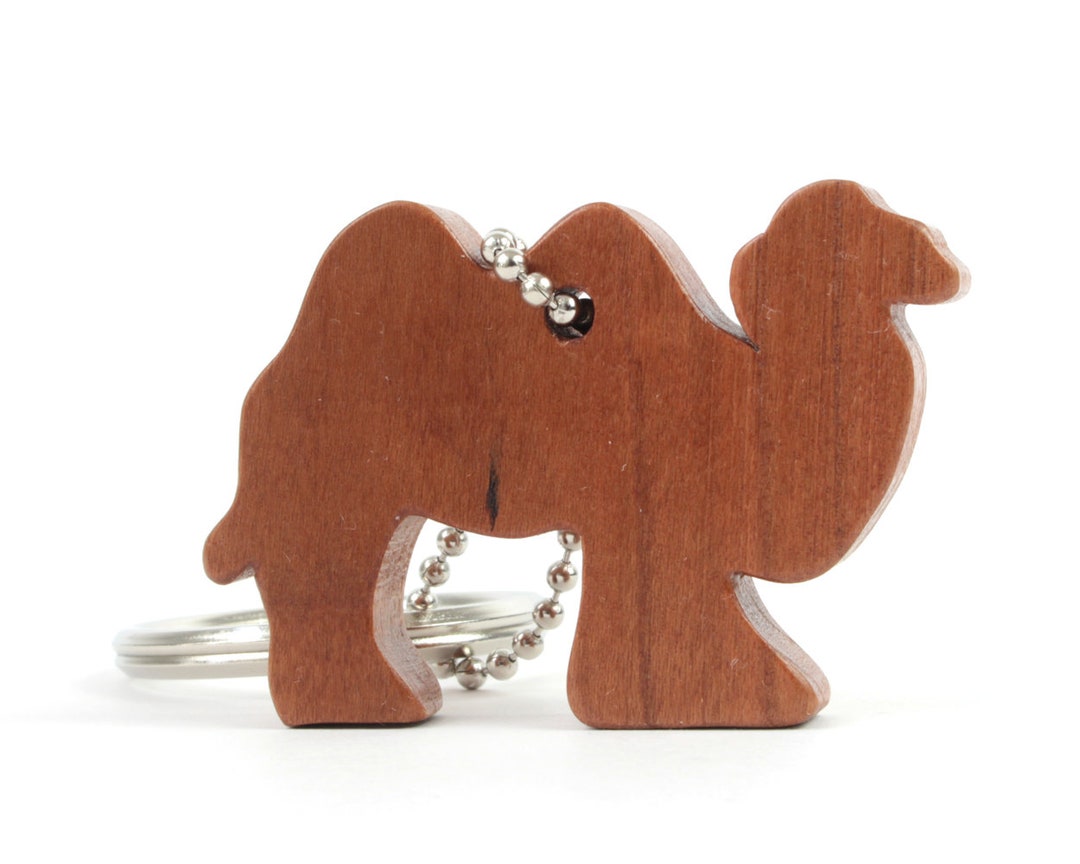 Camel Key Chain, Wooden Animal Key Ring, Camel Silhouette Key Fob ...