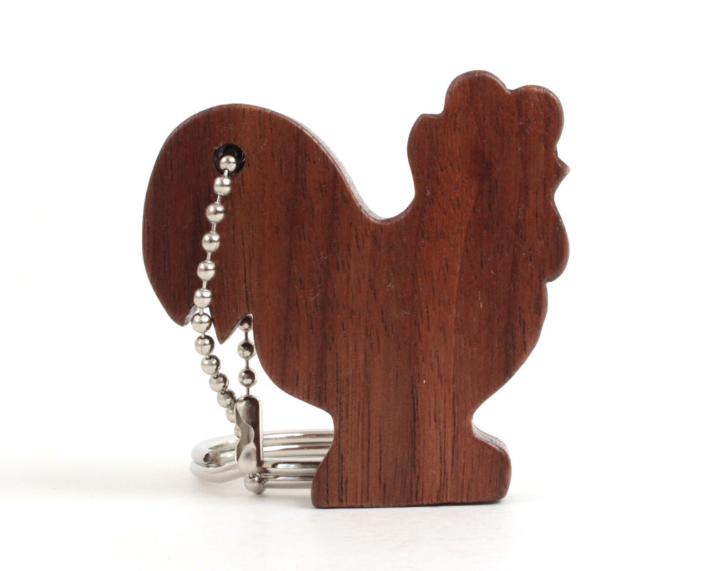 Rooster Key Chain Wood Scroll Saw Farm Animal Keychain Rooster | Etsy