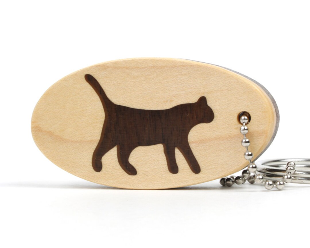 Walking Cat Key Chain Wood Cat Key Ring Scroll Saw Cat Key Fob - Etsy
