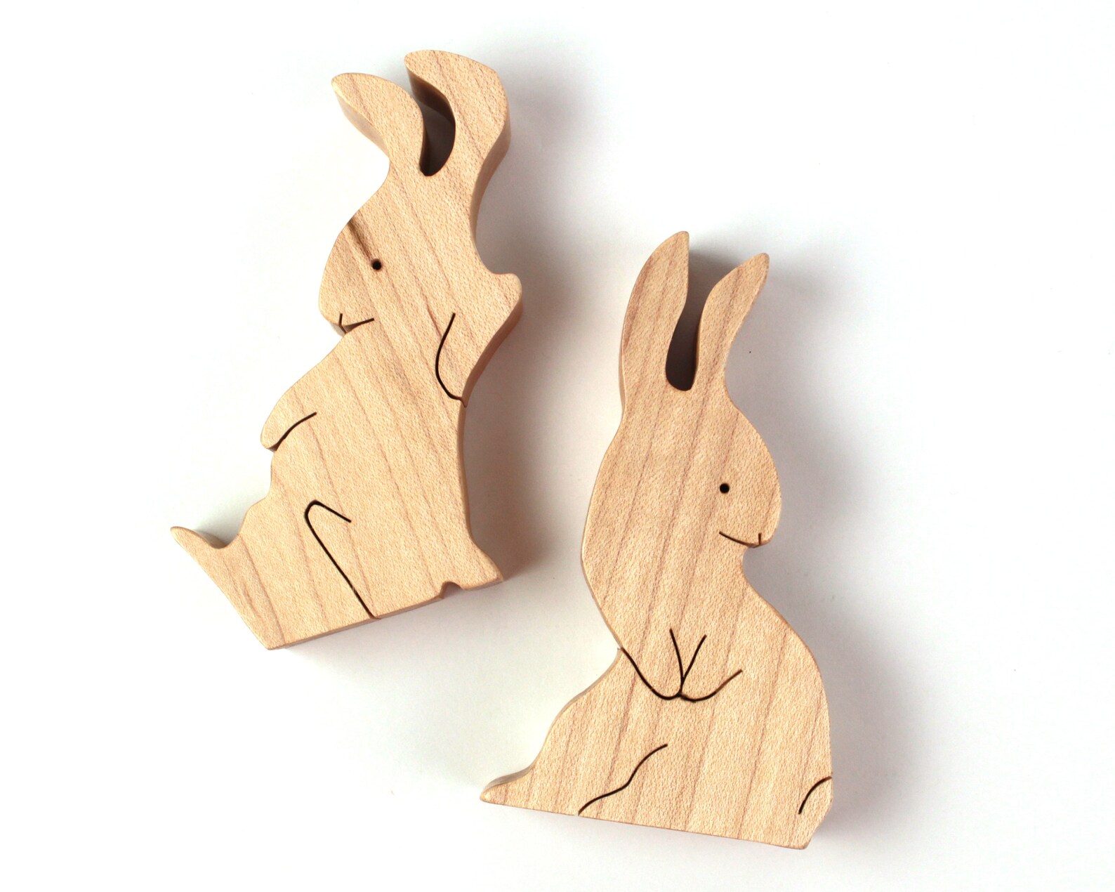 Wood Rabbit Pair Whimsical Rabbit Decoration Wooden Easter - Etsy 日本