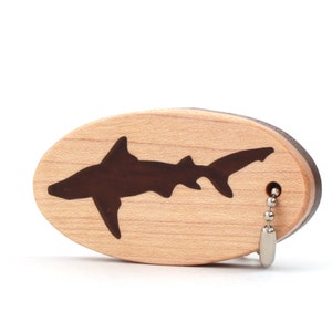 Wood Black Tip Shark Key Chain, Bull Shark Key Fob, Wood Shark Key Ring ...