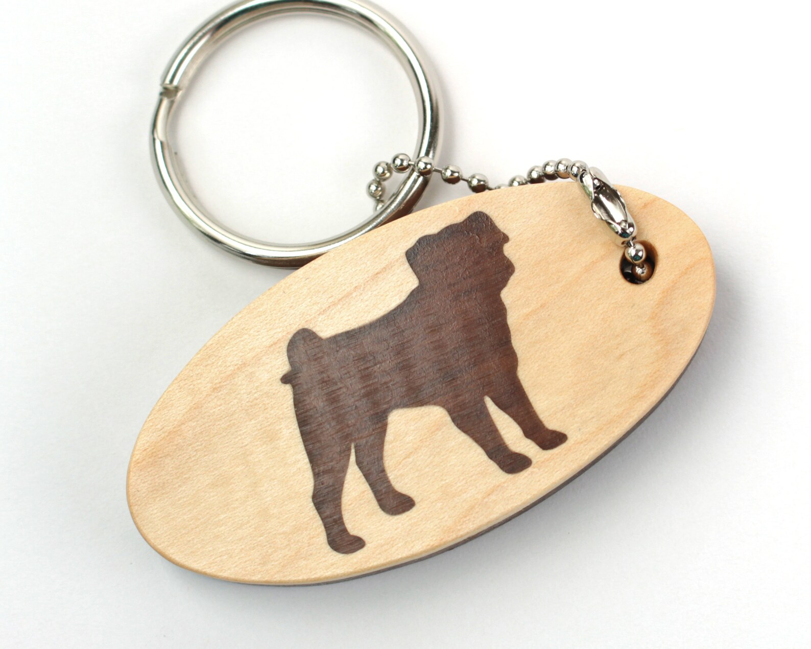 Pug Key Chain Wood Dog Breed Key Chain Wooden Pet | Etsy