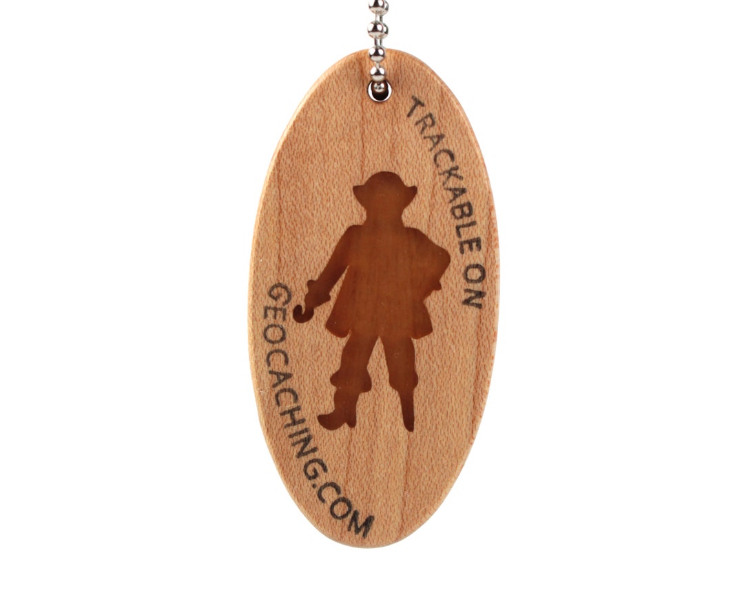 Wooden Handmade Pirate Geocaching Trackable, Pirate Geocoin Key Chain ...