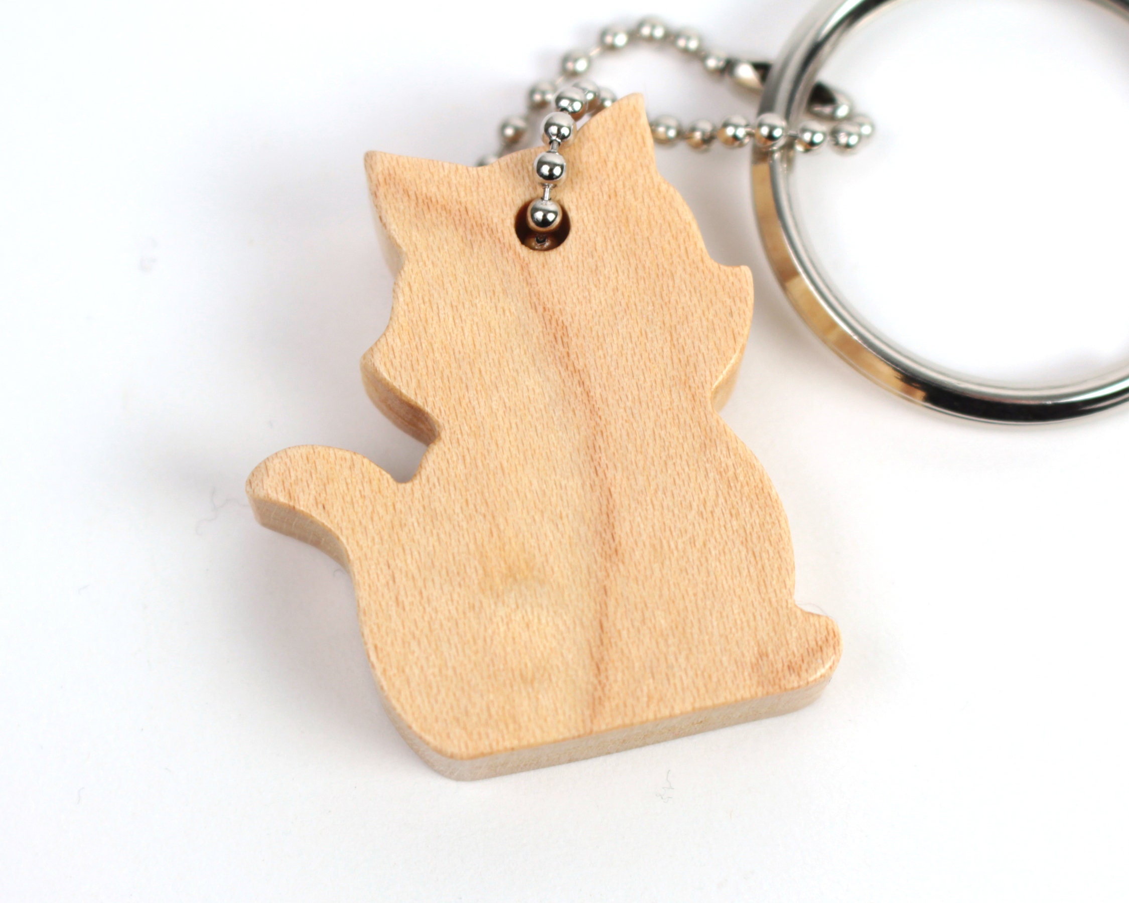 Cat Key Chain Wood Scroll Saw Outline Animal Keychain Kitty - Etsy