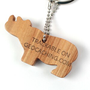 Handmade Rhinoceros Geocaching Geocoin, Wood Animal Trackable Travel ...