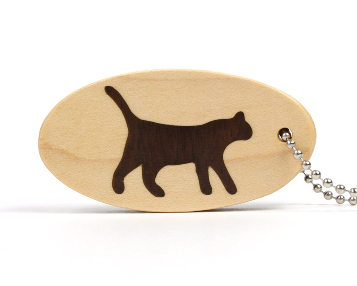 Walking Cat Key Chain Wood Cat Key Ring Scroll Saw Cat Key Fob | Etsy