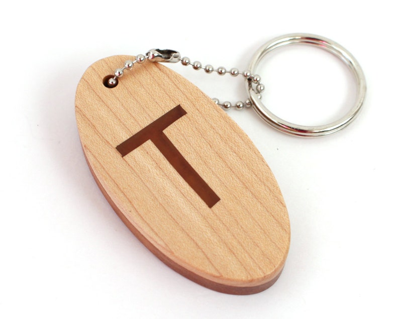 Personalized Initial Key Chain Wood Letter T Keychain Single - Etsy UK