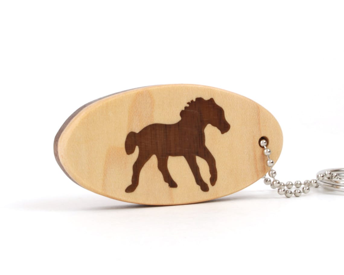 Running Horse Key Chain Wood Horse Key Ring Western Wild Horse | Etsy