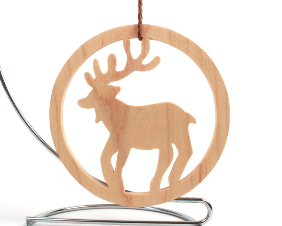 Wooden Reindeer Ornament, Caribou Ornament, 4 Diameter, Wild Animal ...