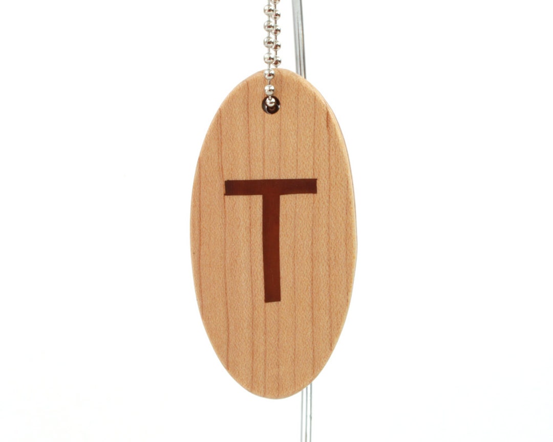 Personalized Initial Key Chain, Wood Letter T Keychain, Single Inital ...