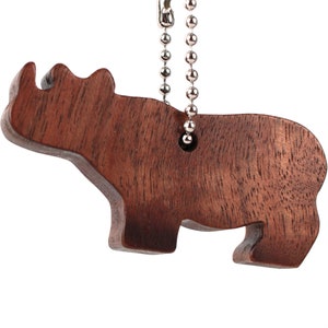 Rhinoceros Key Chain, Rhino Silhouette Key Fob, Wood Scroll Saw Animal ...
