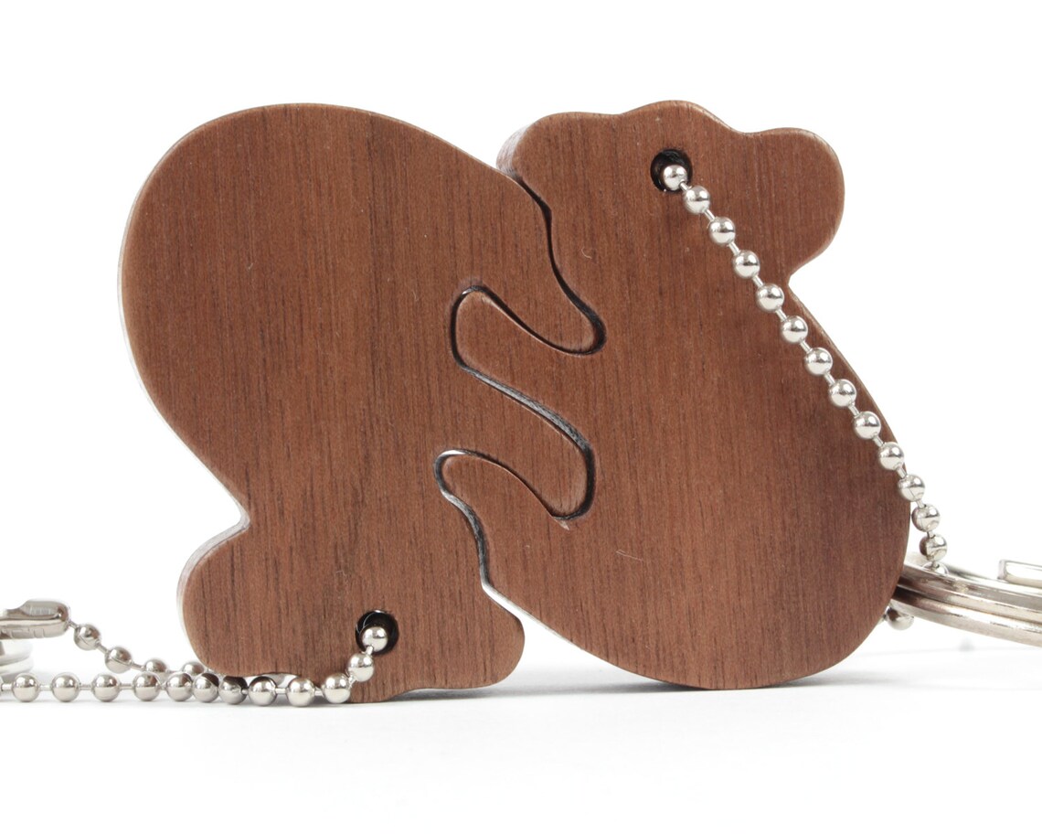Wooden Nested Koala Key Chains Wood Koala Pair Key Ring Scroll - Etsy