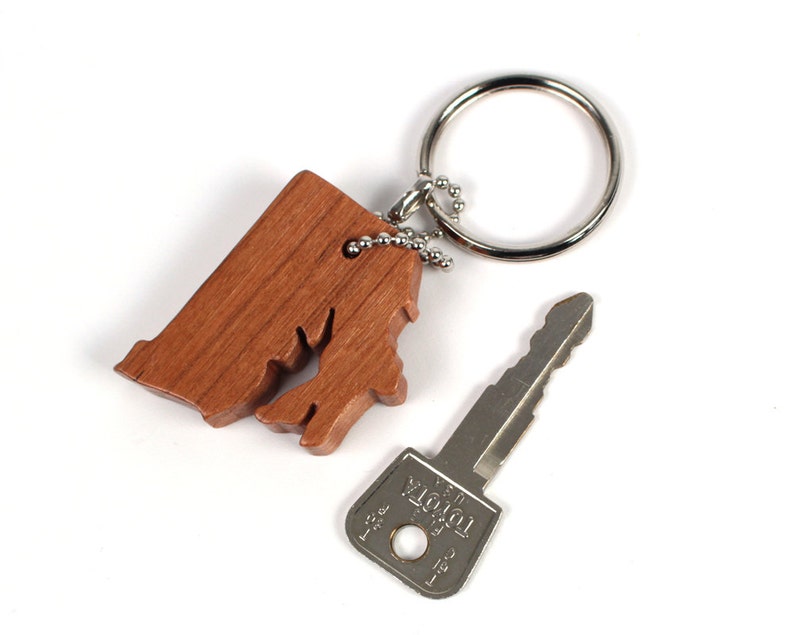 Wooden Rhode Island Key Chain Silhouette USA State Key Ring - Etsy