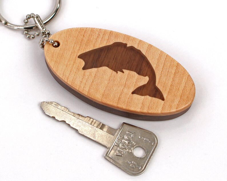 Bass Fish Key Chain Wood Sports Fishing Key Ring Outdoorsman - Etsy