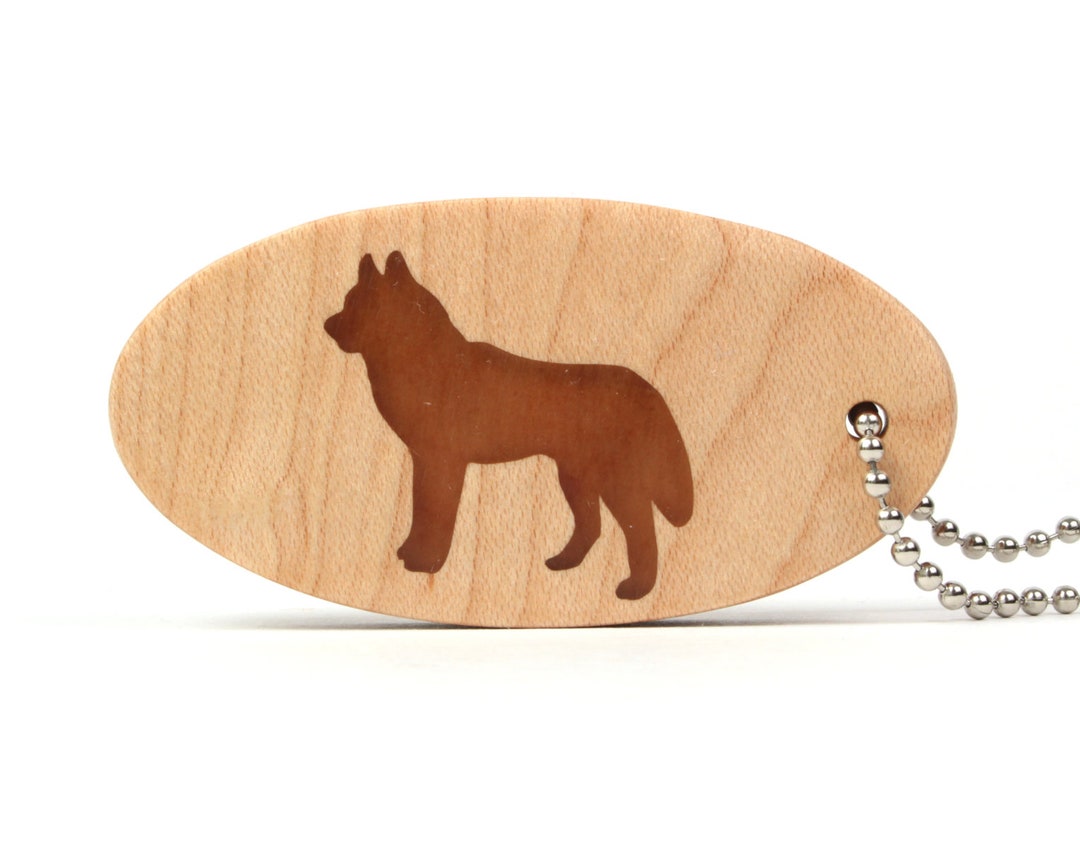 Siberian Husky Key Chain, Wood Dog Breed Key Chain, Alaskan Husky Key ...